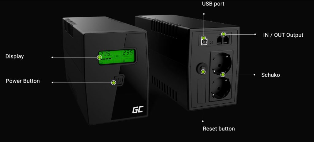 Green Cell Uninterruptible Power Supply UPS 2000VA 1200W with LCD ...